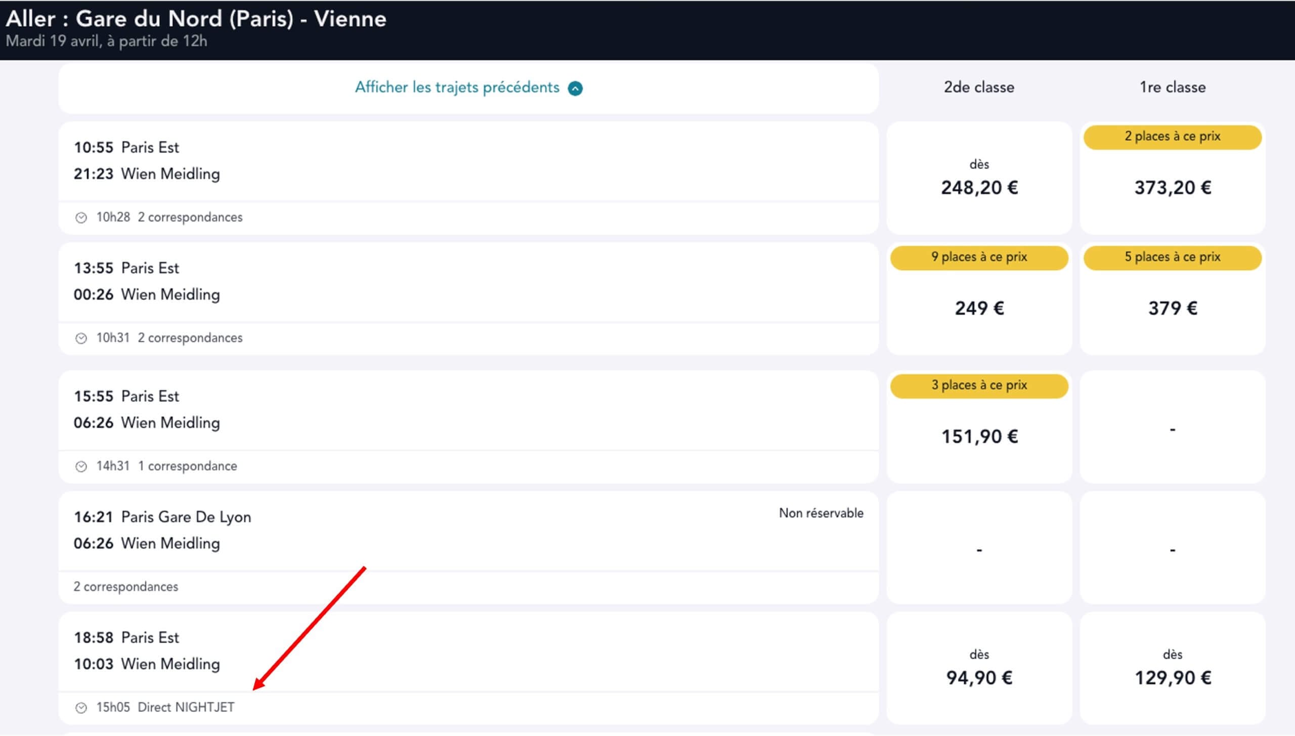 Paris-Vienna night train: detailed review and benchmark with air travel